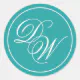 Teal Monogram 2 Initials Simple White Calligraphy Classic Round Sticker ...