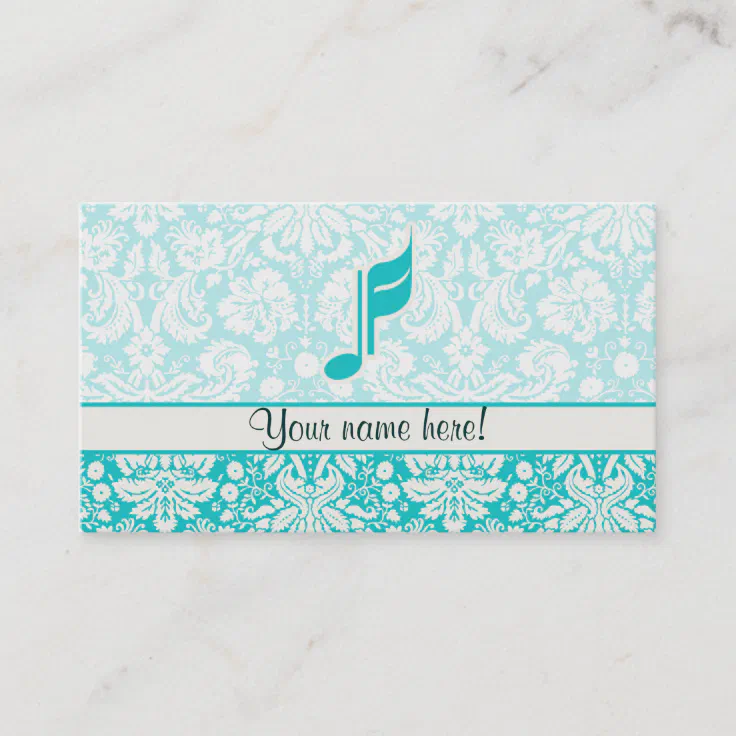 Teal Music Note Business Card | Zazzle
