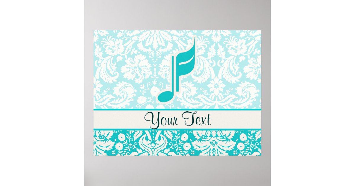 Teal Music Note Poster | Zazzle