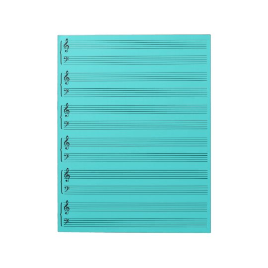 Teal Music Sheet Paper Notepad | Zazzle.com