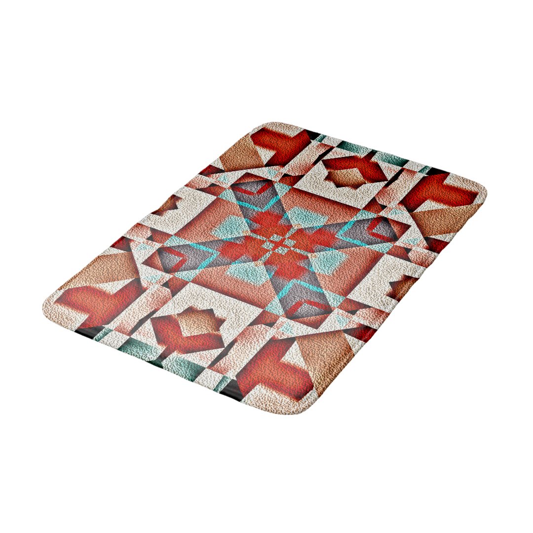 Teal Native American Indian Rustic Tribe Pattern Bathroom Mat | Zazzle