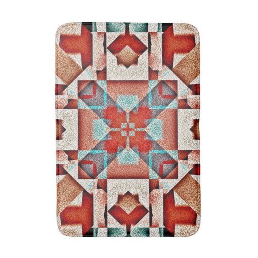 Teal Native American Indian Rustic Tribe Pattern Bathroom Mat | Zazzle