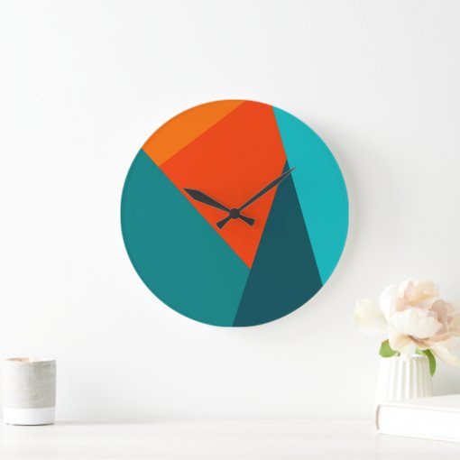 Teal & Orange Color Wall Clock | Zazzle
