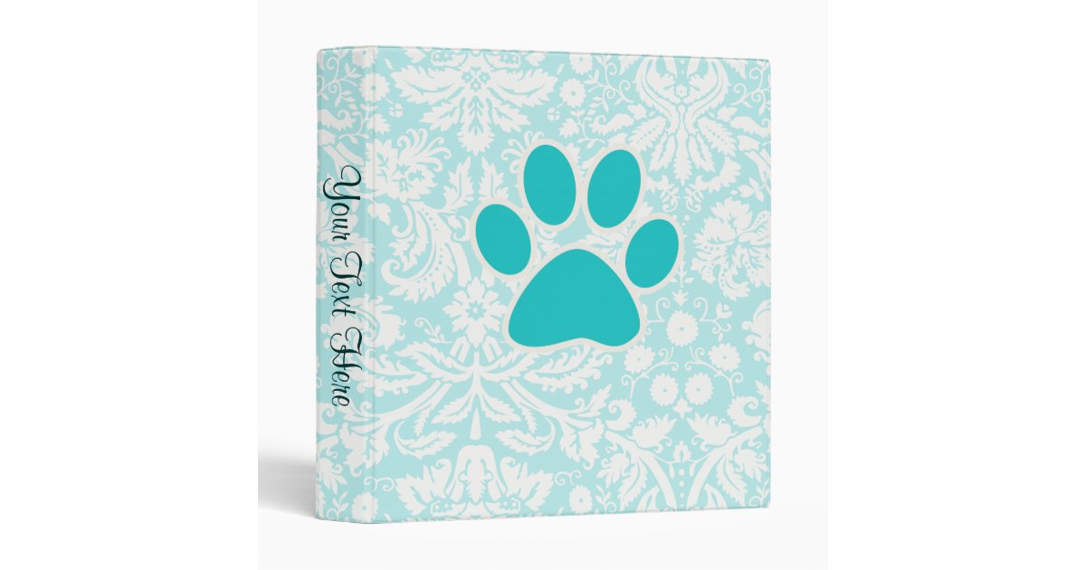 Teal Paw Print Binder | Zazzle