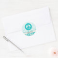 Teal Peace Sign Classic Round Sticker | Zazzle