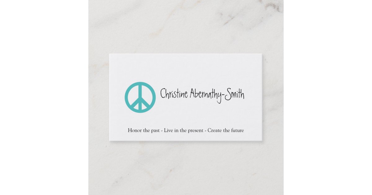 Teal Peace Symbol Business Card | Zazzle