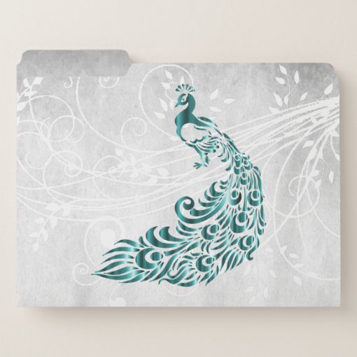Teal Peacock File Folder | Zazzle