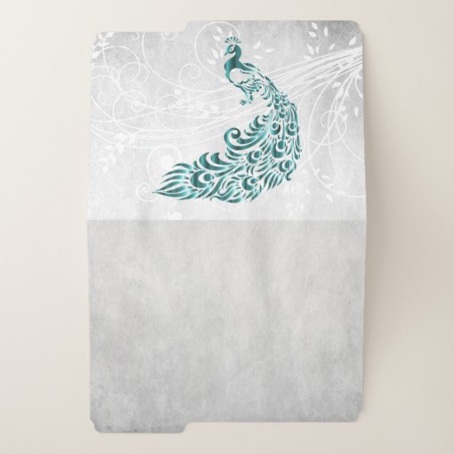 Teal Peacock File Folder | Zazzle