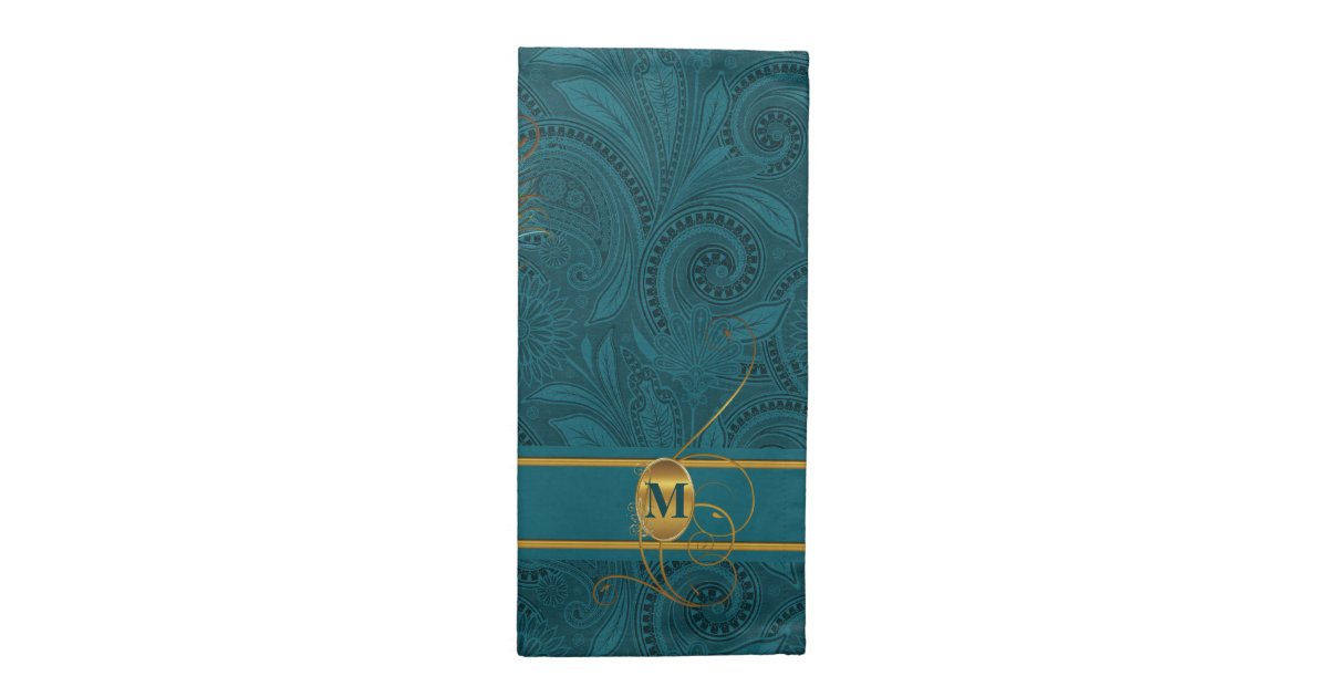 Teal Peacock Monogrammed Dinner Table Napkin | Zazzle