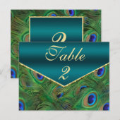 Teal Peacock Table Number Card | Zazzle