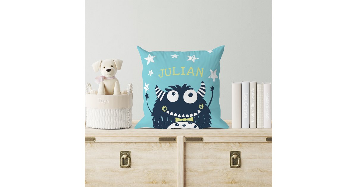 Teal | Personalized Monster Throw Pillow | Zazzle