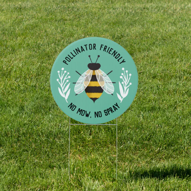 Teal Pollinator Friendly Bee and Butterfly Yard Sign | Zazzle