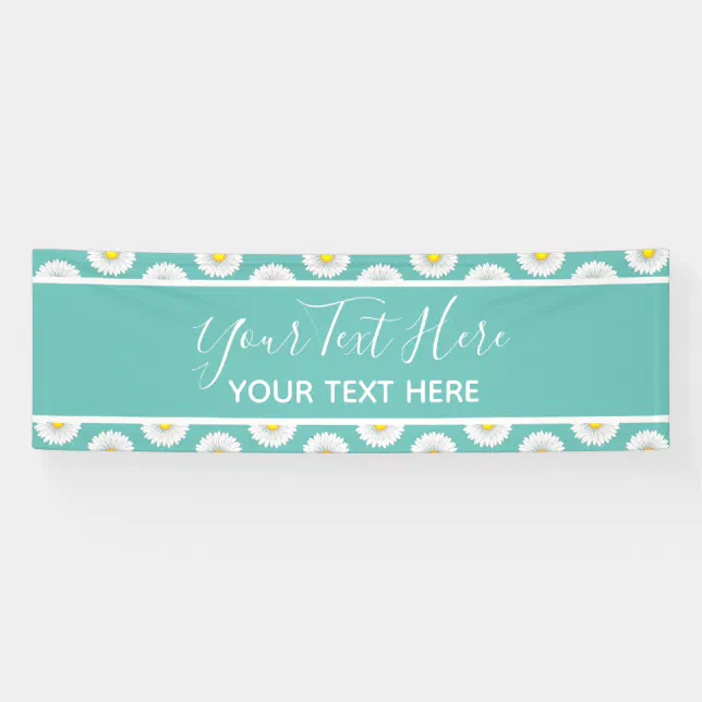 Teal Pretty Little Daisy Banner | Zazzle