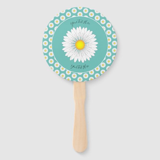 Teal Pretty Little Daisy Custom Round Hand Fan | Zazzle