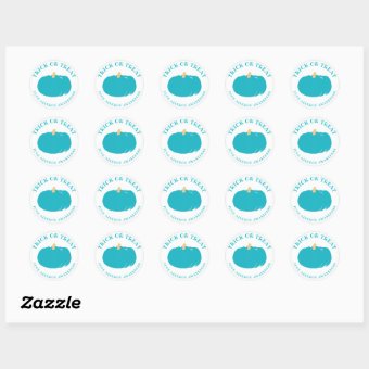 Teal Pumpkin Food Allergy Awareness Halloween Classic Round Sticker ...
