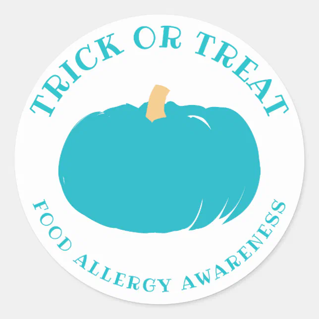Teal Pumpkin Food Allergy Awareness Halloween Classic Round Sticker ...