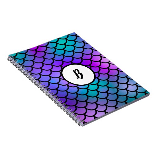 Teal Purple Pink Blue Mermaid Scales Fantasy Fish Notebook | Zazzle