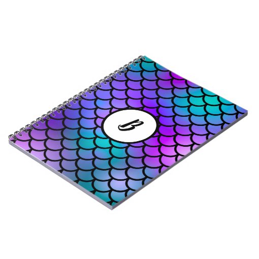 Teal Purple Pink Blue Mermaid Scales Fantasy Fish Notebook | Zazzle