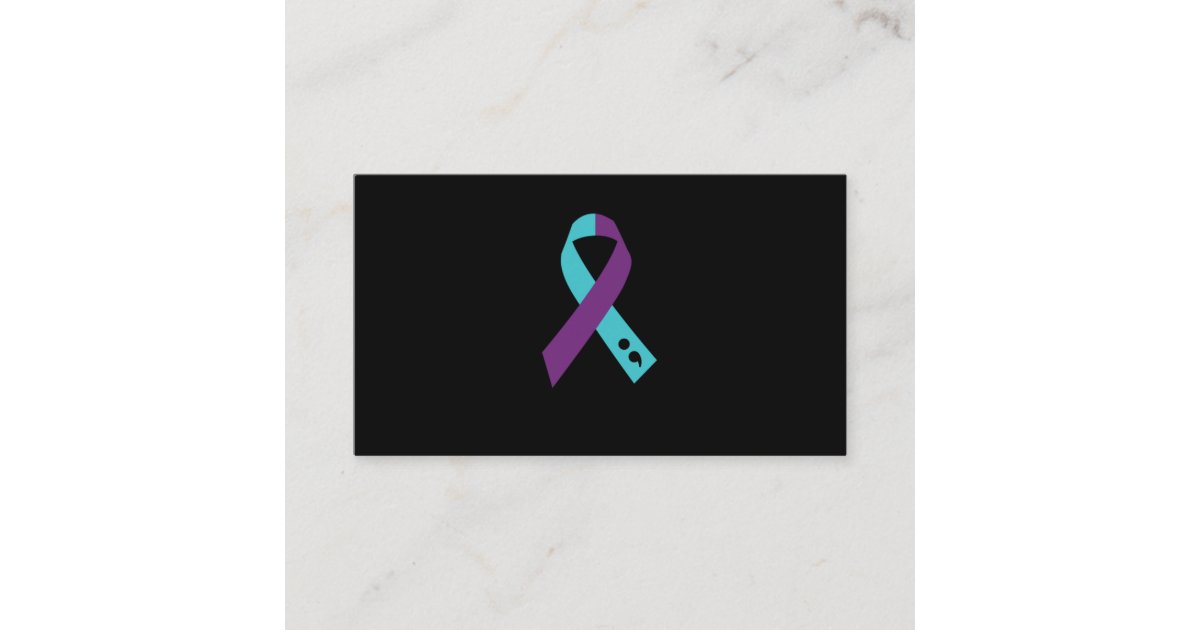 Teal Purple Ribbon Semicolon Suicide Prevention Business Card | Zazzle