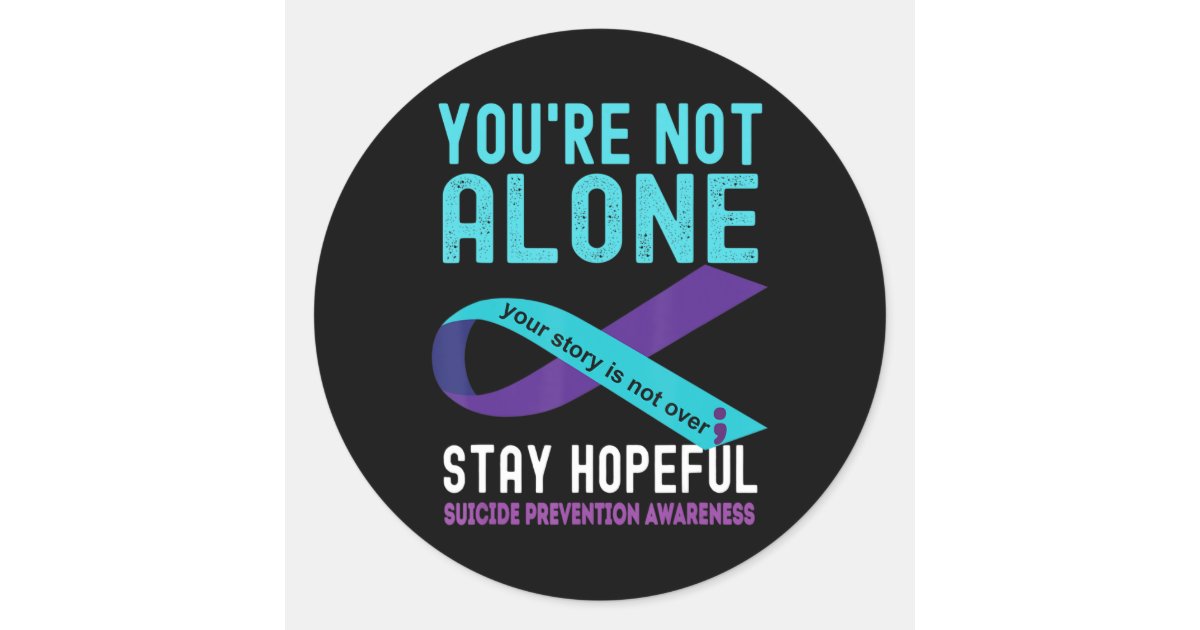 Teal Purple Ribbon Support Suicide Prevention Awar Classic Round ...