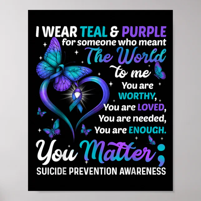 Teal Purple You Suicide Prevention Awareness Month Poster | Zazzle
