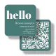 Teal | QR Code Social Media Hello Square Business Card | Zazzle