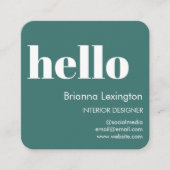 Teal | QR Code Social Media Hello Square Business Card | Zazzle