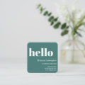 Teal | QR Code Social Media Hello Square Business Card | Zazzle