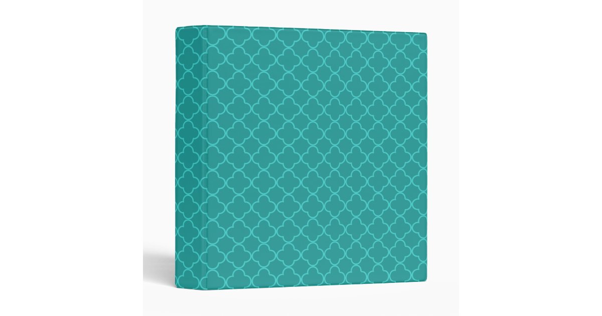 Teal Quatrefoil 3 Ring Binder | Zazzle