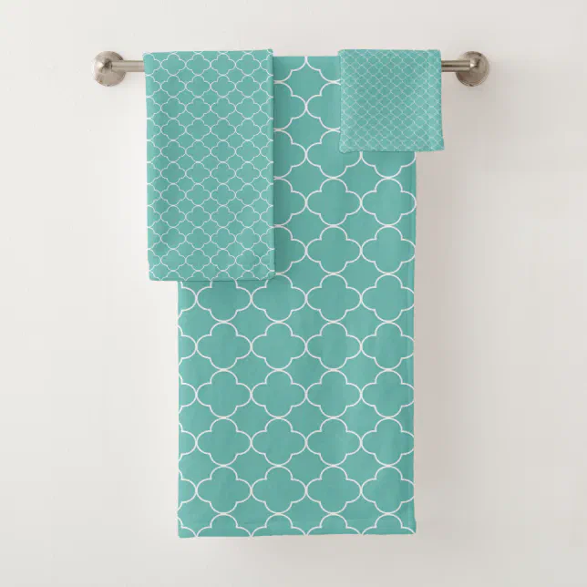Teal Quatrefoil Bath Towel Set Zazzle