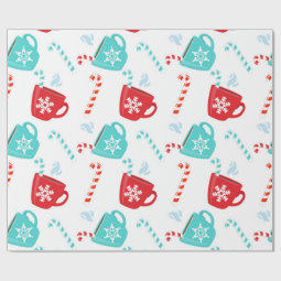 Teal Red Hot Chocolate Holiday Winter Christmas Wrapping Paper | Zazzle