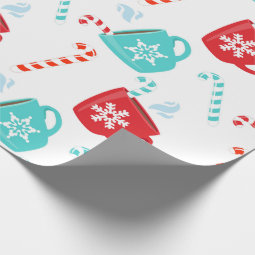 Teal Red Hot Chocolate Holiday Winter Christmas Wrapping Paper | Zazzle
