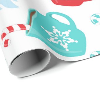 Teal Red Hot Chocolate Holiday Winter Christmas Wrapping Paper | Zazzle