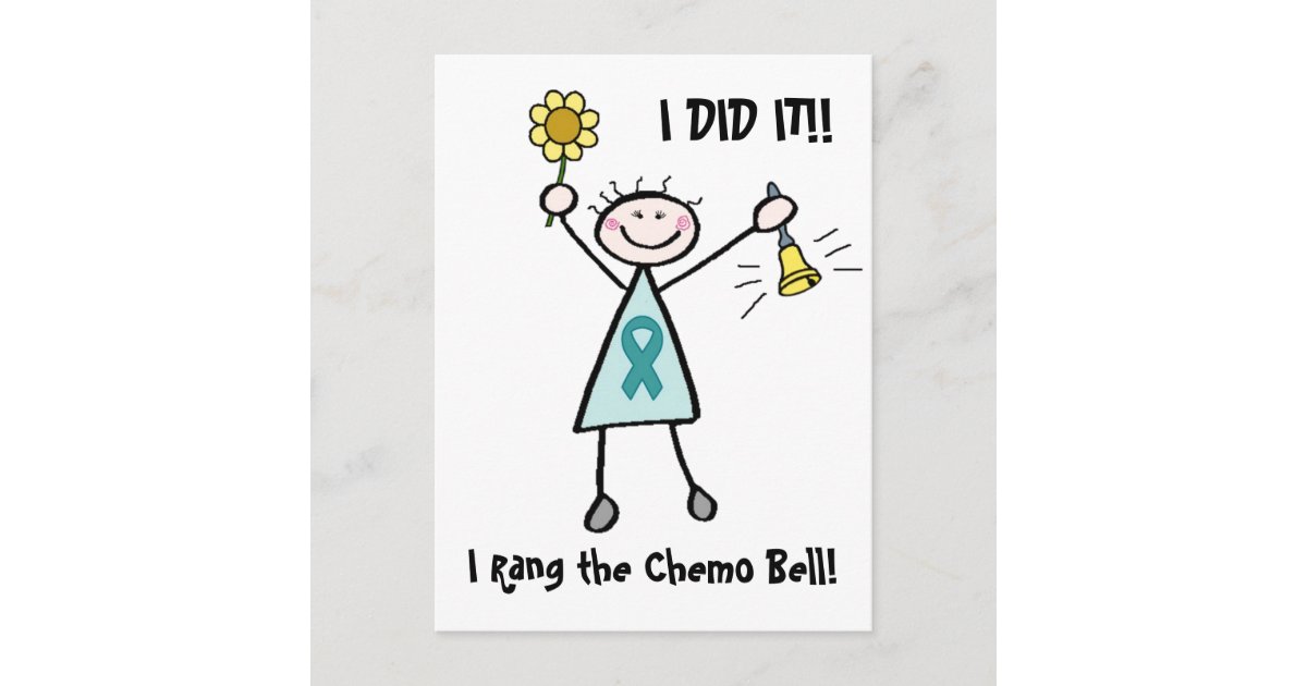Teal Ribbon Chemo Bell Postcard | Zazzle