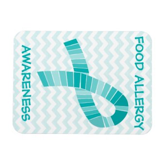 Teal Ribbon Food Allergy Awareness Teal Chevron Magnet | Zazzle