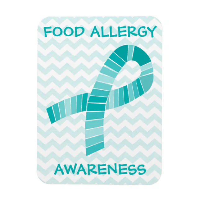 Teal Ribbon Food Allergy Awareness Teal Chevron Magnet | Zazzle