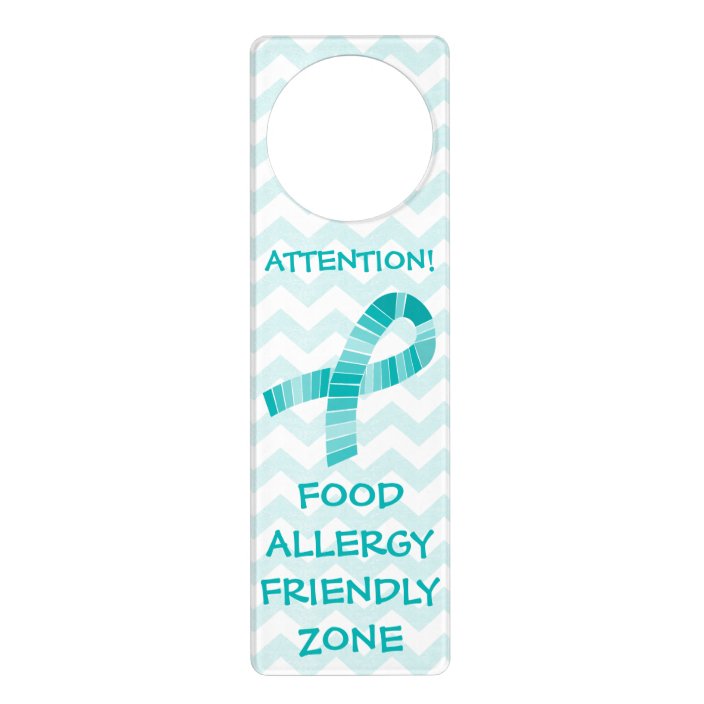 Teal Ribbon Food Allergy Friendly Zone Teal Door Hanger | Zazzle.com
