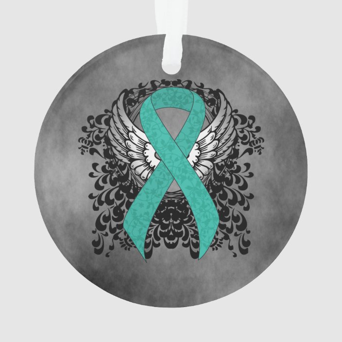 Teal Ribbon Support Awareness Ornament | Zazzle.com