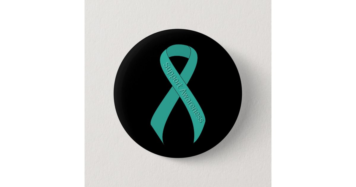 Teal Ribbon Support Awareness Pinback Button | Zazzle
