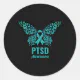 Teal Ribbon With Butterflies- Ptsd Awareness Classic Round Sticker | Zazzle