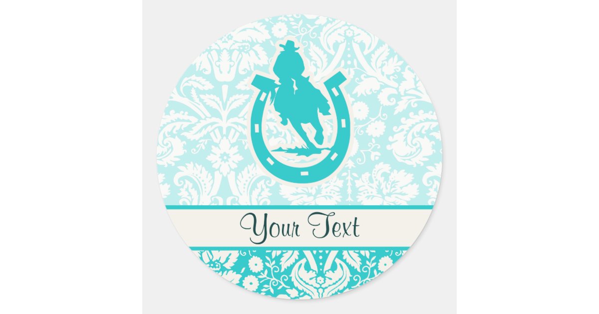 Teal Rodeo Classic Round Sticker | Zazzle