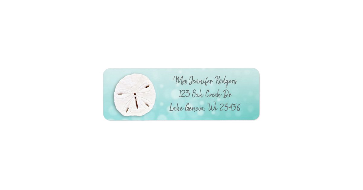 Teal Sand Dollar Beachy Label | Zazzle