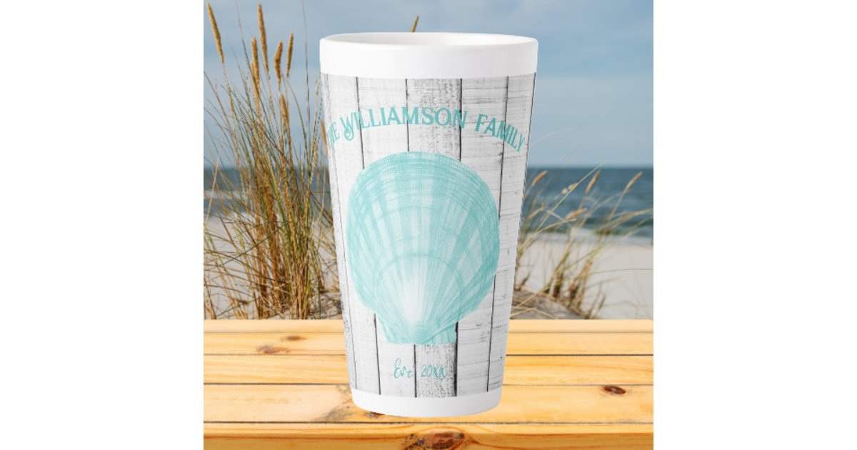 Teal Scallop Shell Latte Mug | Zazzle
