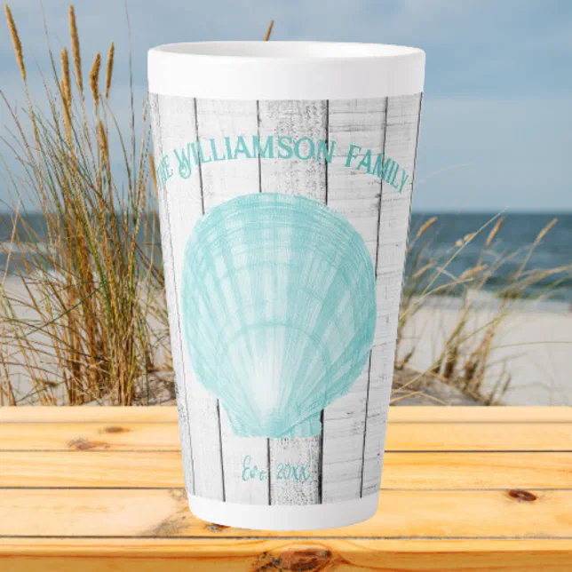 Teal Scallop Shell Latte Mug | Zazzle