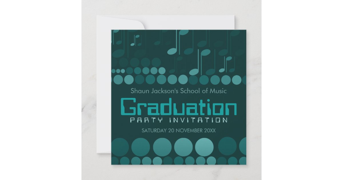 Teal School of Music Graduation Invitation | Zazzle