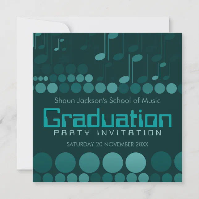Teal School of Music Graduation Invitation | Zazzle