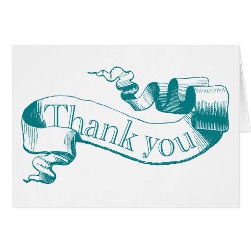 Teal Scroll Thank You Note Cards | Zazzle
