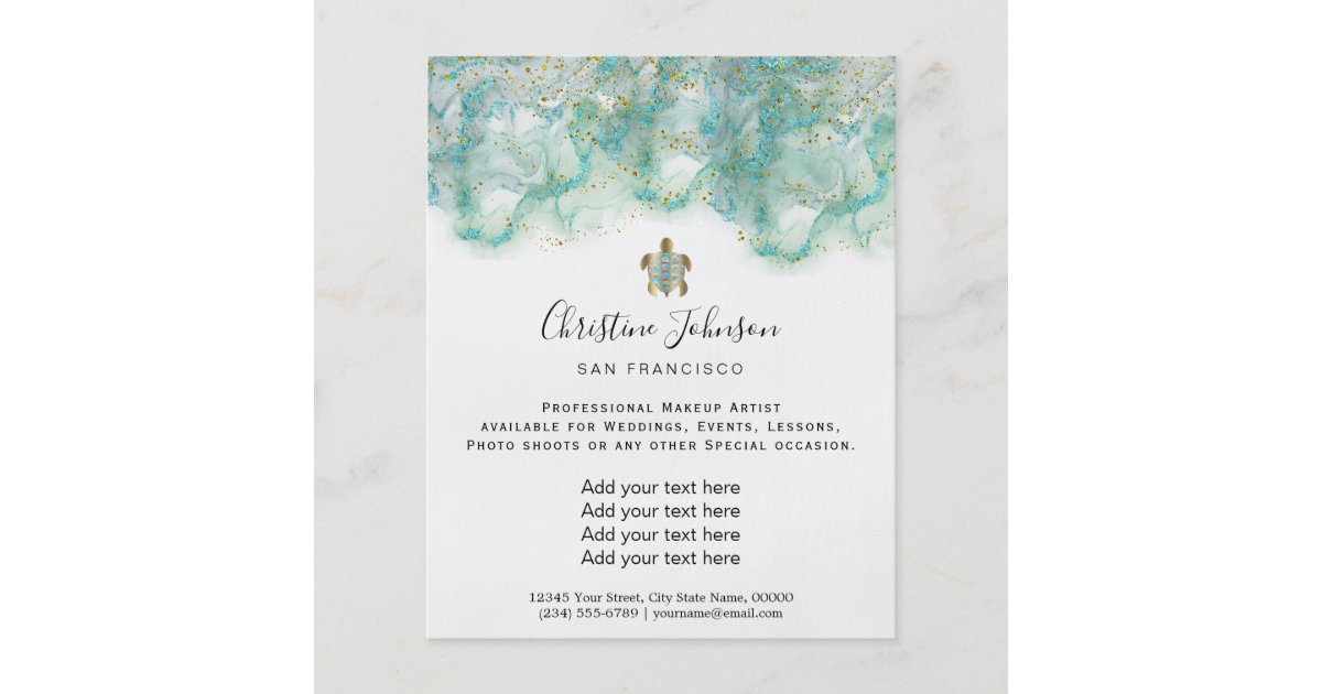 teal sea turtle flyer | Zazzle