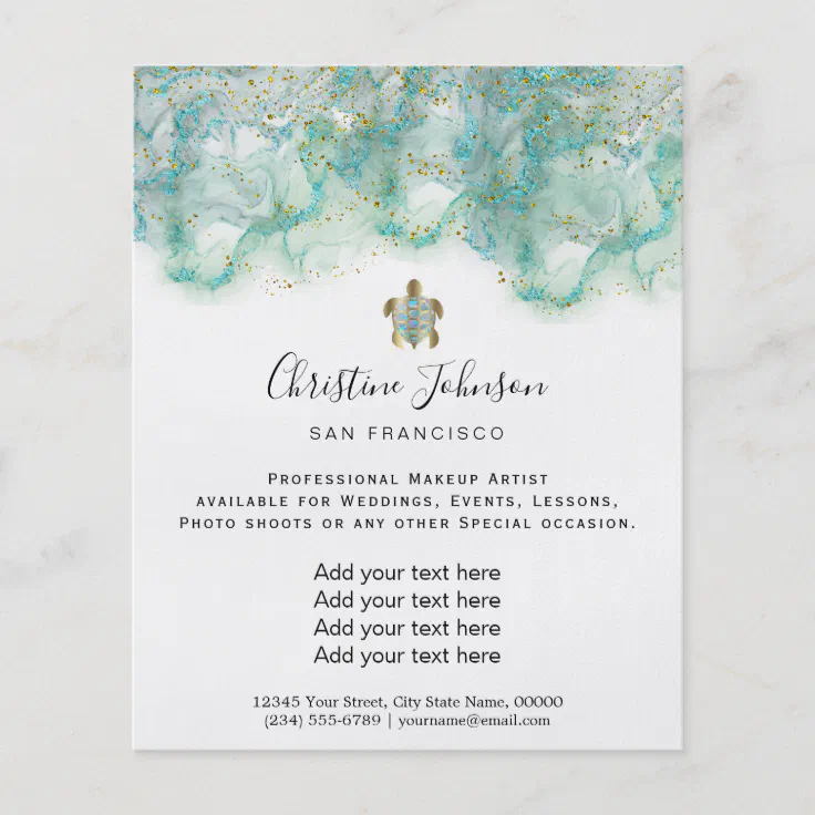 teal sea turtle flyer | Zazzle