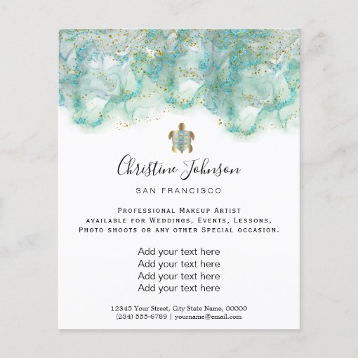 teal sea turtle flyer | Zazzle